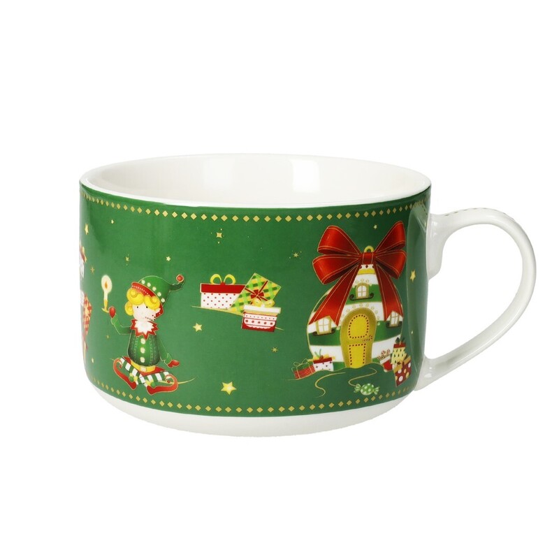SKODELICA ELFOMAGIA ZELENA BELA KAVA PORCELAN - eurogarden.eu